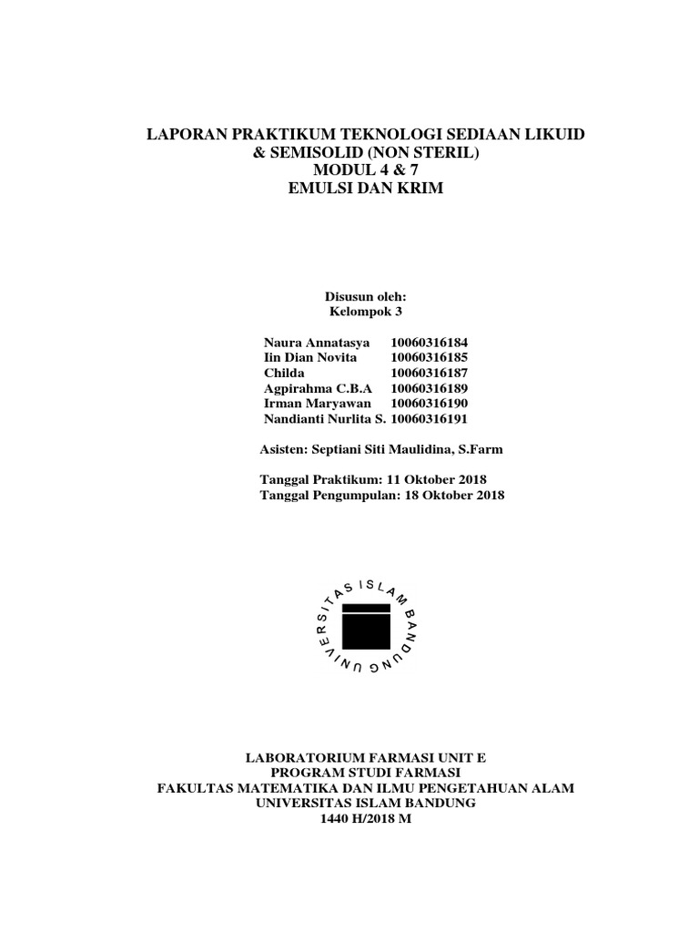 Laporan Emulsi Dan Krim TSLS | PDF