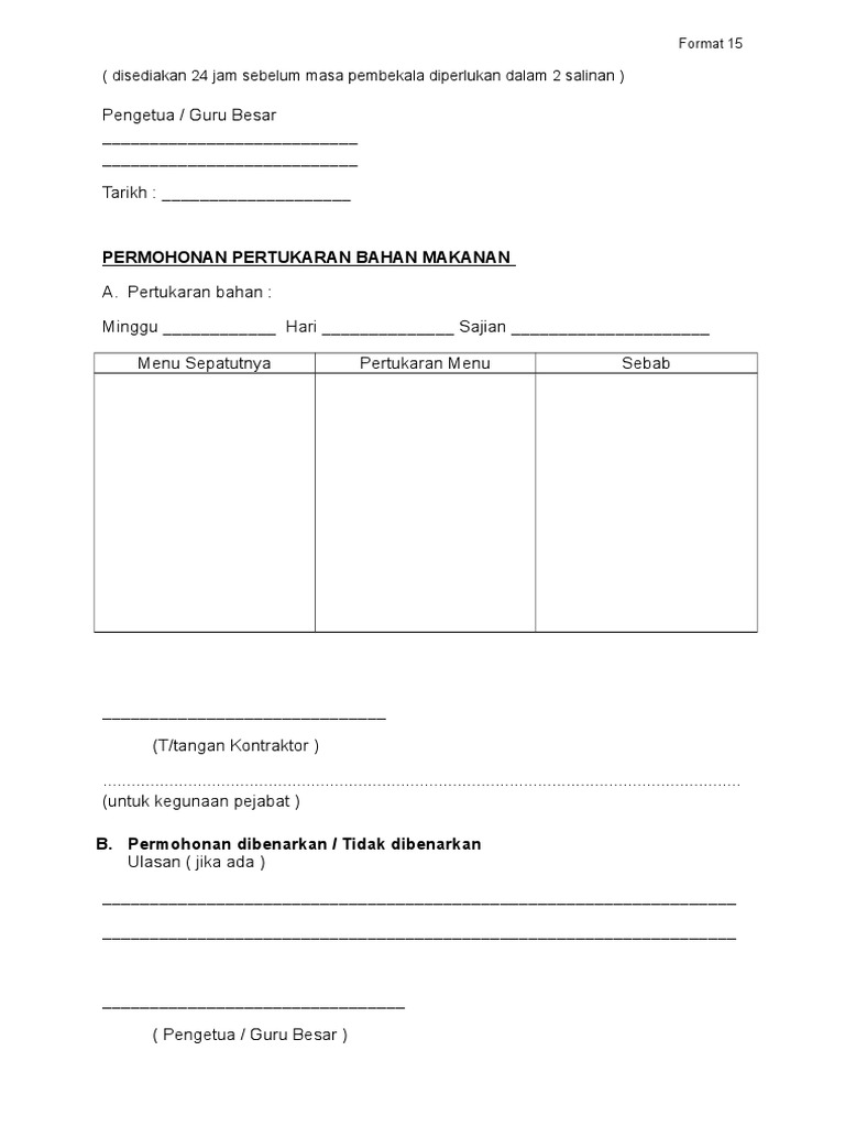 Format 15 Pertukaran Bahan | PDF