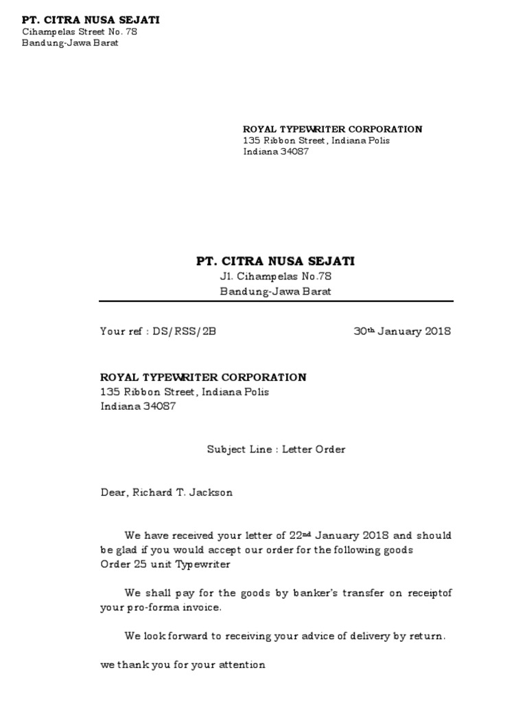 Surat Bhs Inggris Caca | PDF