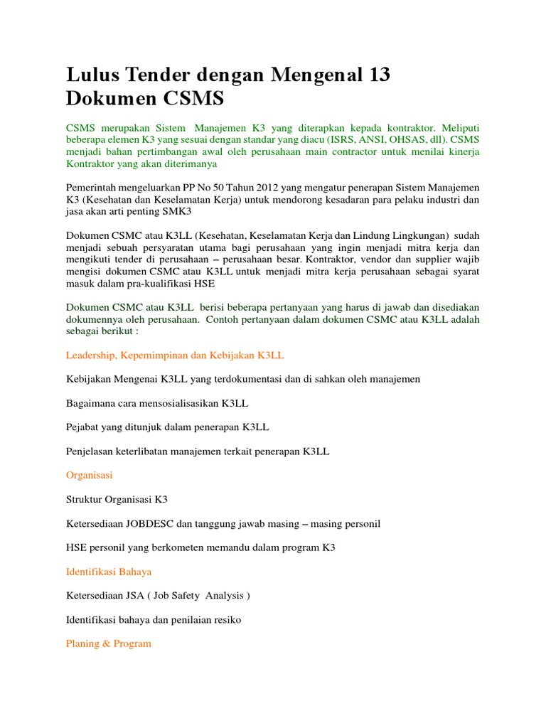 Dokumen CSMS | PDF