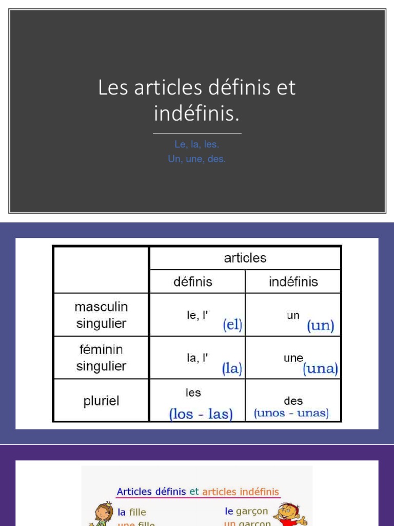 Les Articles Définis Et Indéfinis | PDF