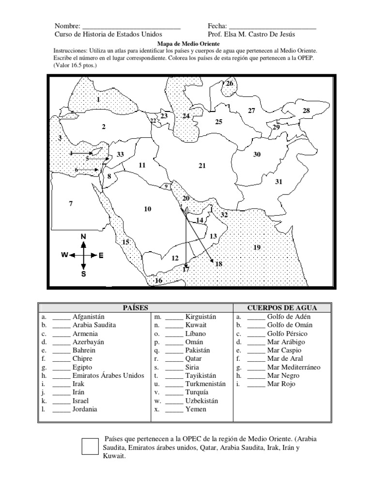 Ejercicio Cartografico Del Mapa De Medio Oriente Pdf Oriente Medio
