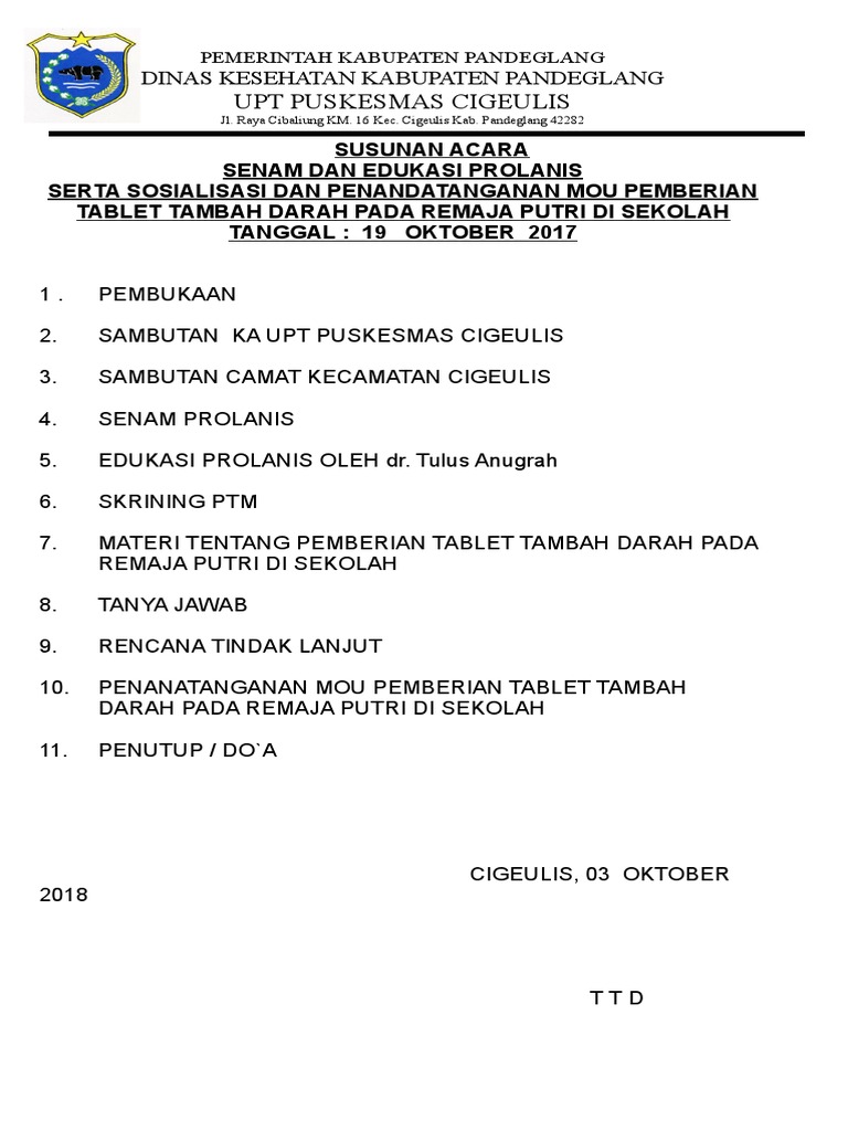Susunan Acara TTD Rematri | PDF