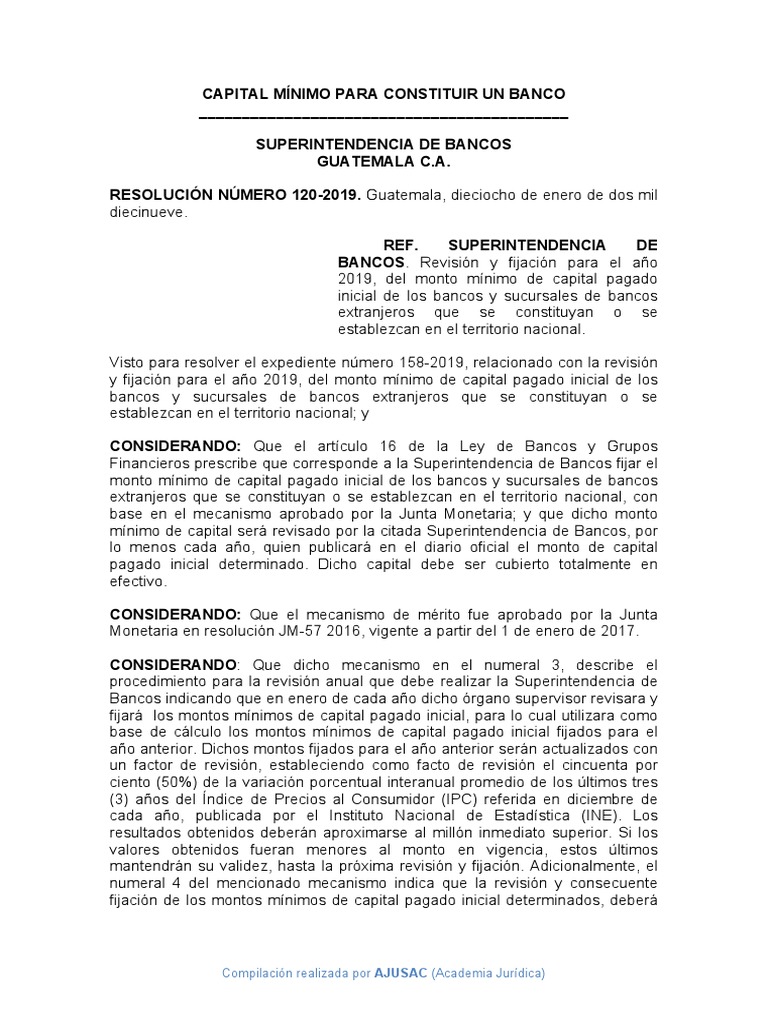Capital Mínimo de BANCOS | PDF | Índice de precios al consumidor ...