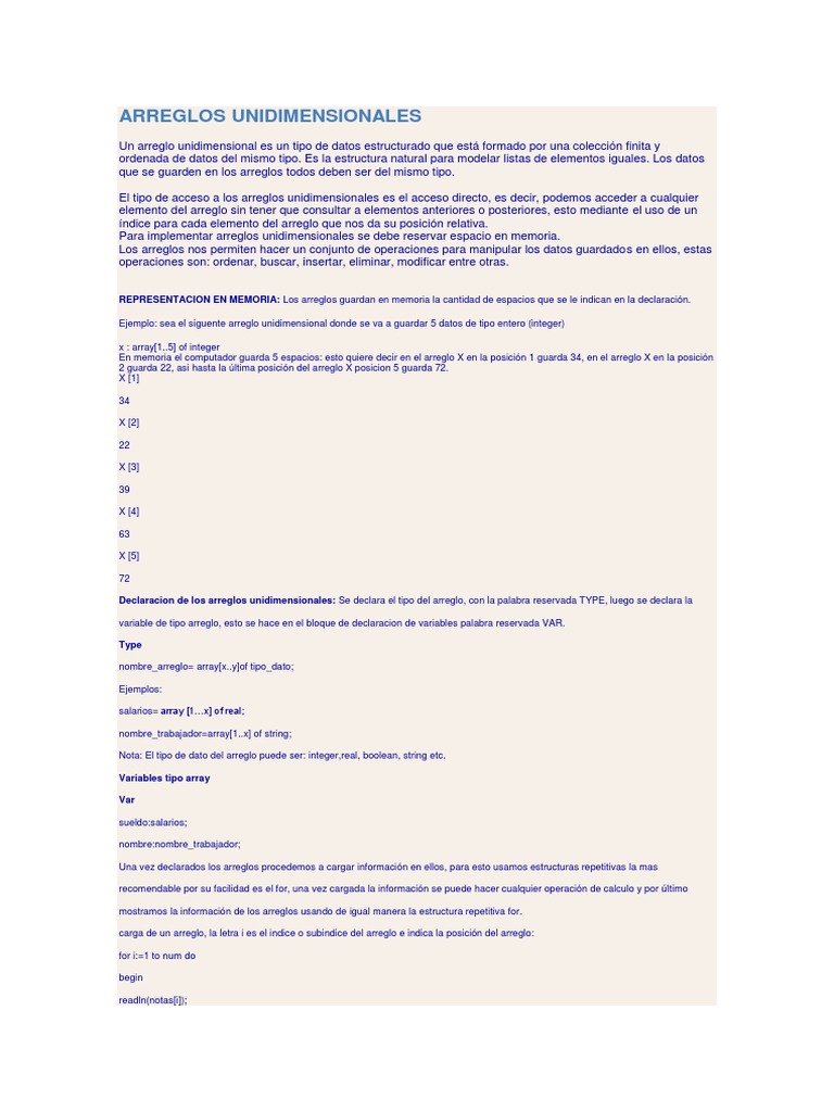 Arreglos Unidimensionales | PDF | Estructura de datos de matriz | C