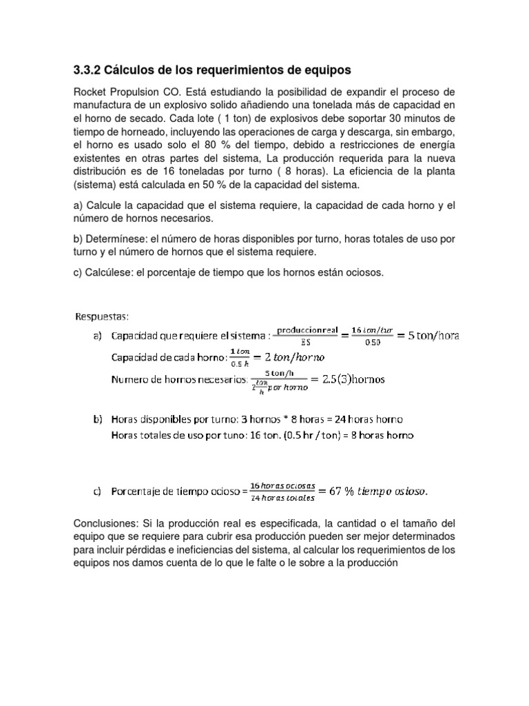 Calculo de Requerimiento Del Equipo | PDF