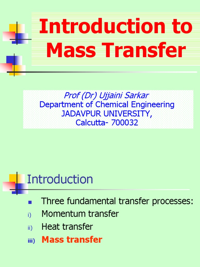 Introduction To Mass Transfer | PDF | Diffusion | Gases