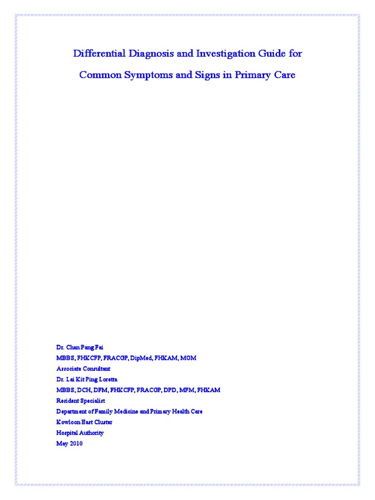 DDX & Ix Guide For Common Symptoms in Primary Care KEC 2010 PDF | PDF ...