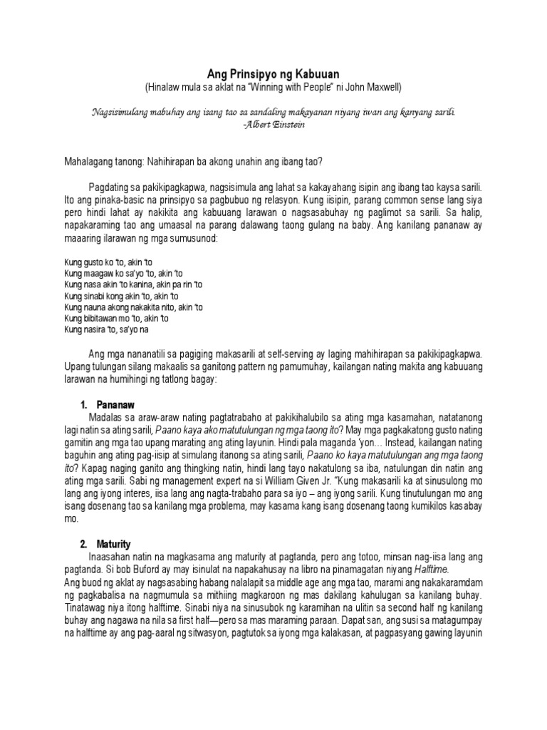 Ang Prinsipyo NG Kabuuan | PDF