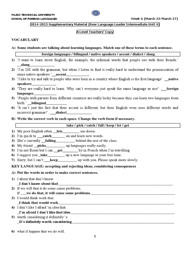 New Language Leader Intermediate Key | PDF | Accent (Sociolinguistics ...