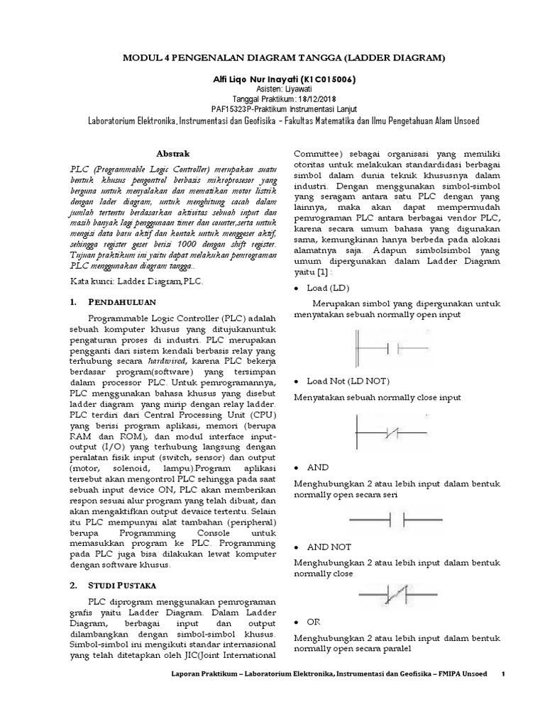 Pengenalan Diagram Tangga (Ladder Diagram) - K1C015006 | PDF