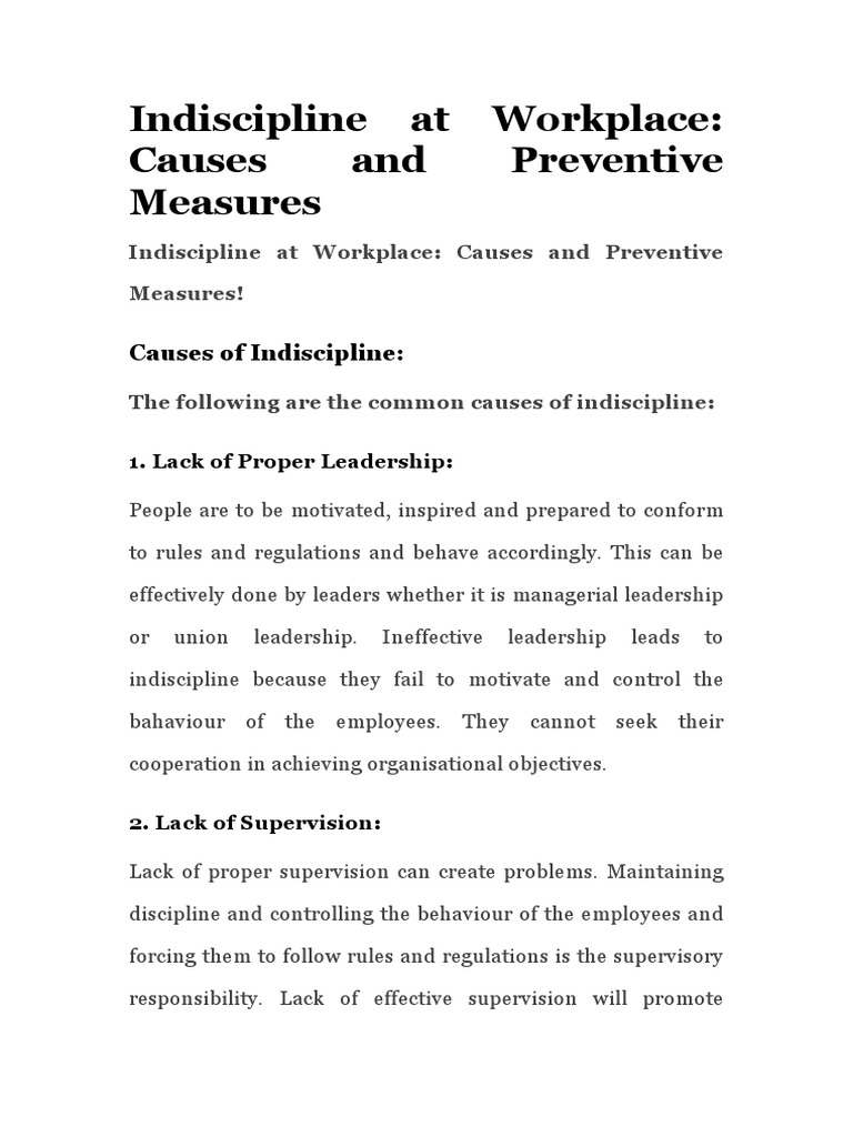 Causes of Employee Indiscipline | PDF | Employment | Leadership