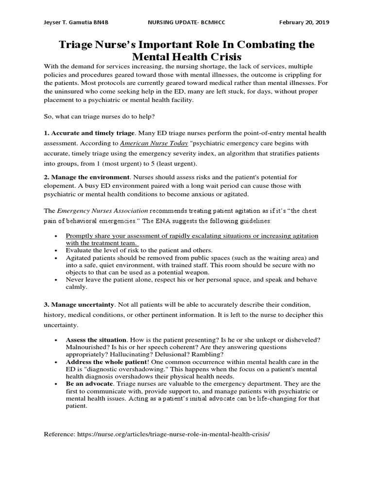 Triage Nurse | PDF | Emergency Department | Health Care