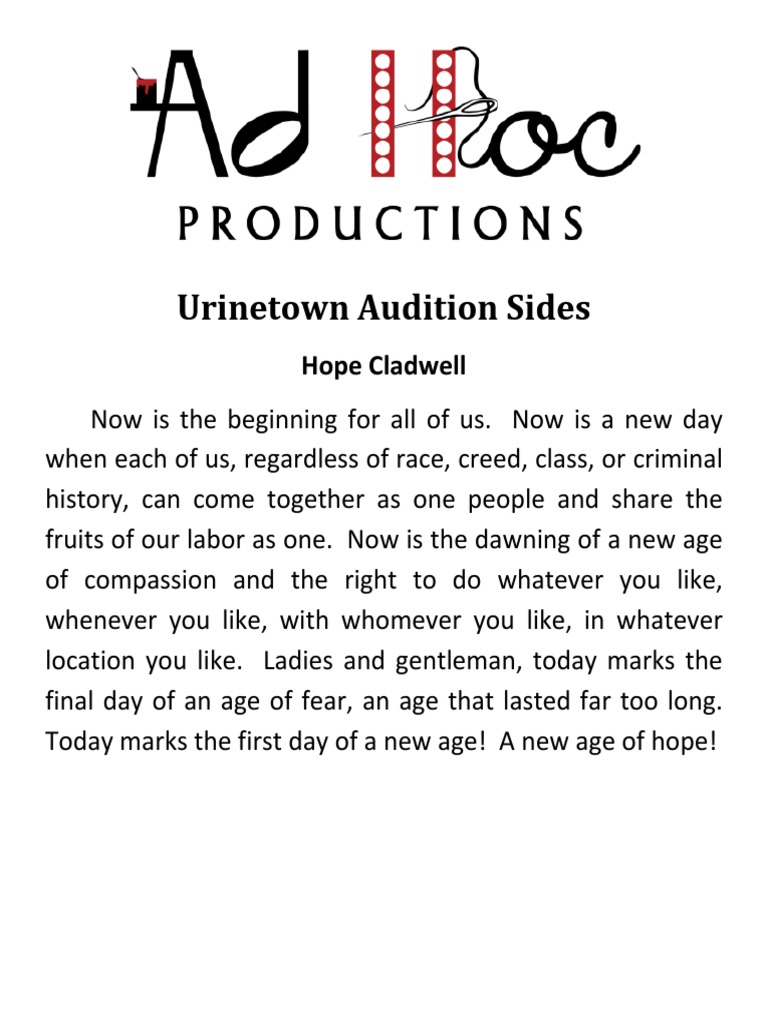 Urinetown Audition Sides - Hope Cladwell | PDF