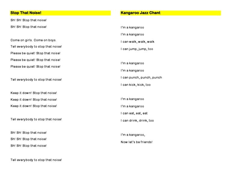 Stop That Noise Chants | PDF
