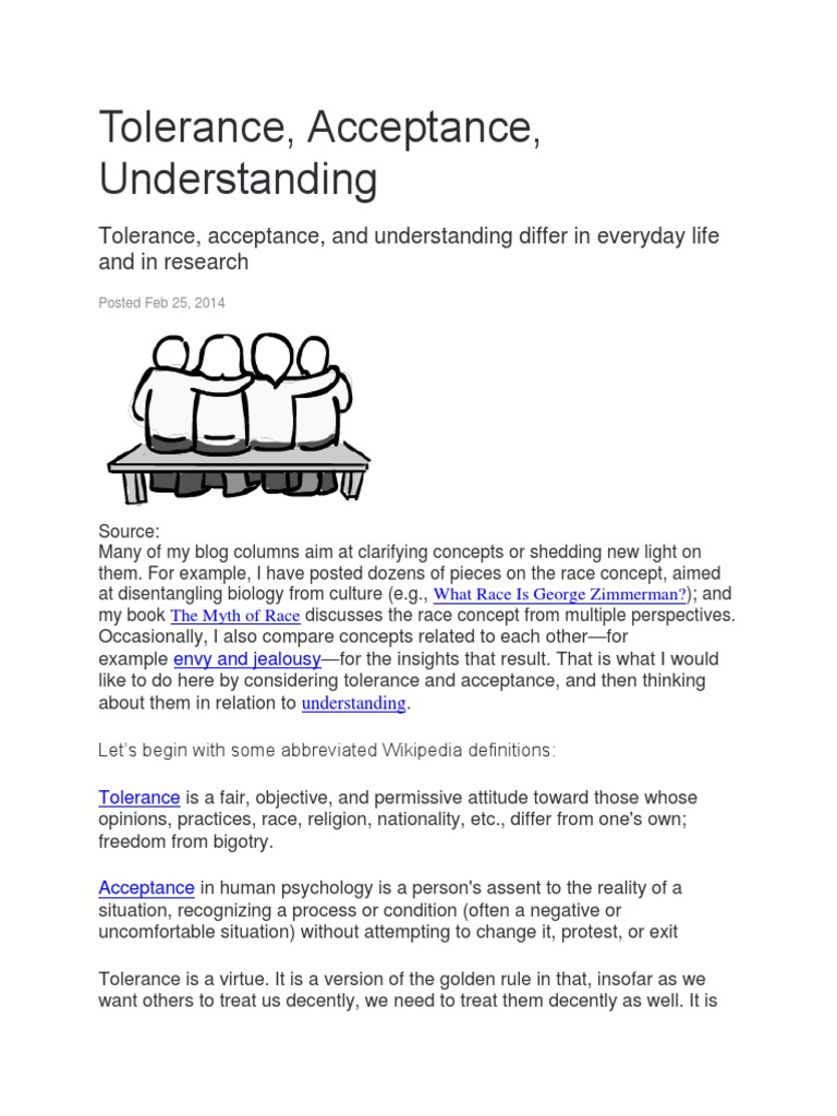 Tolerance, Acceptance, Understanding | PDF | Understanding | Toleration