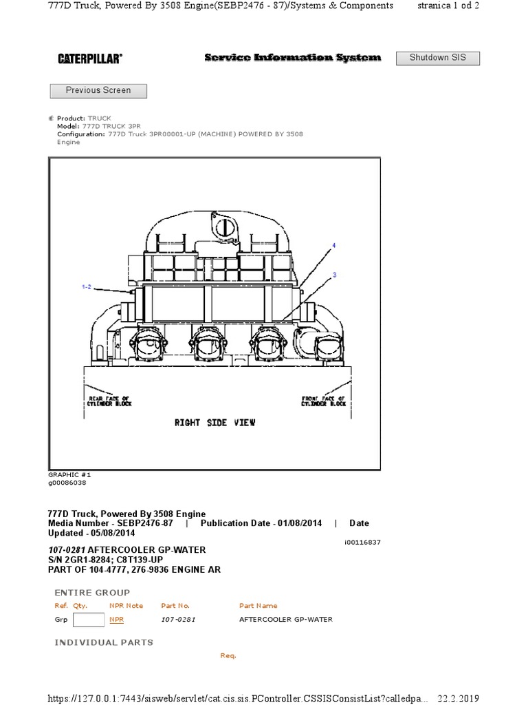 Shutdown SIS: Truck 777D Truck 3Pr 777D Truck 3PR00001-UP (MACHINE ...
