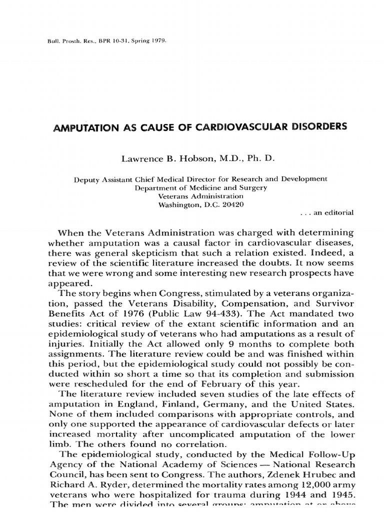 Putation As Cause of Cardiovascular Disorders | PDF | Amputation ...