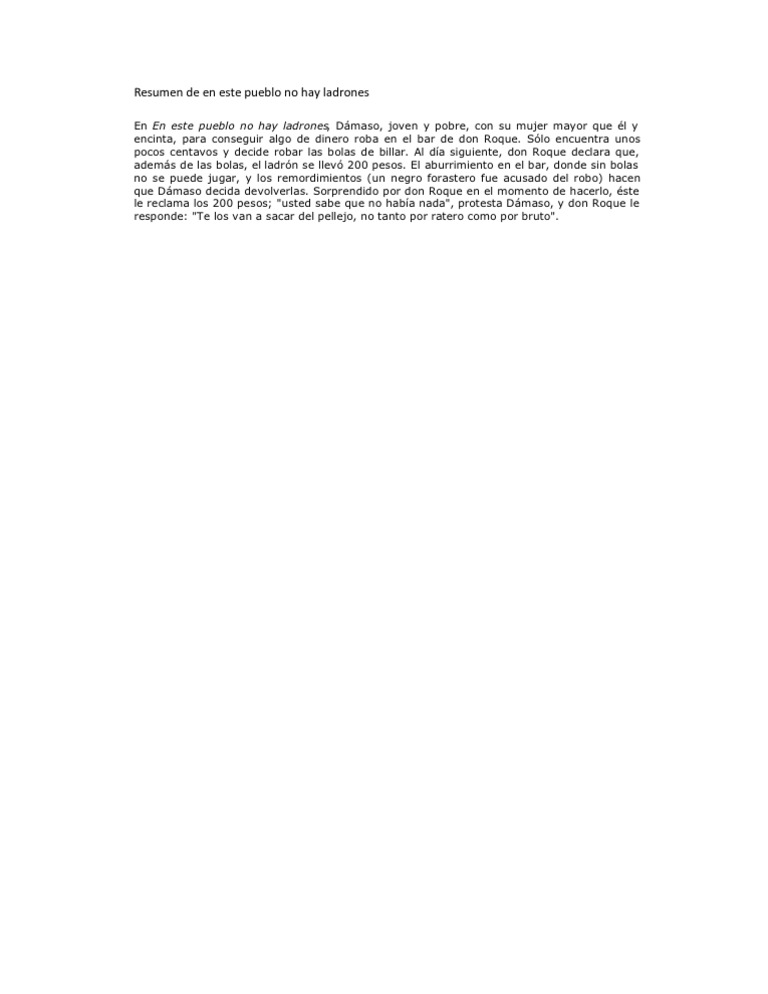Resumen de en Este Pueblo No Hay Ladrones | PDF | Ocio | Robo