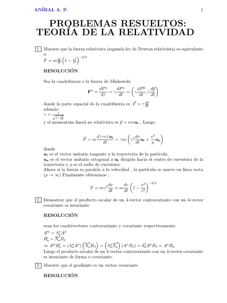 Relativity - Solved Problems | PDF | Relatividad especial | Análisis ...