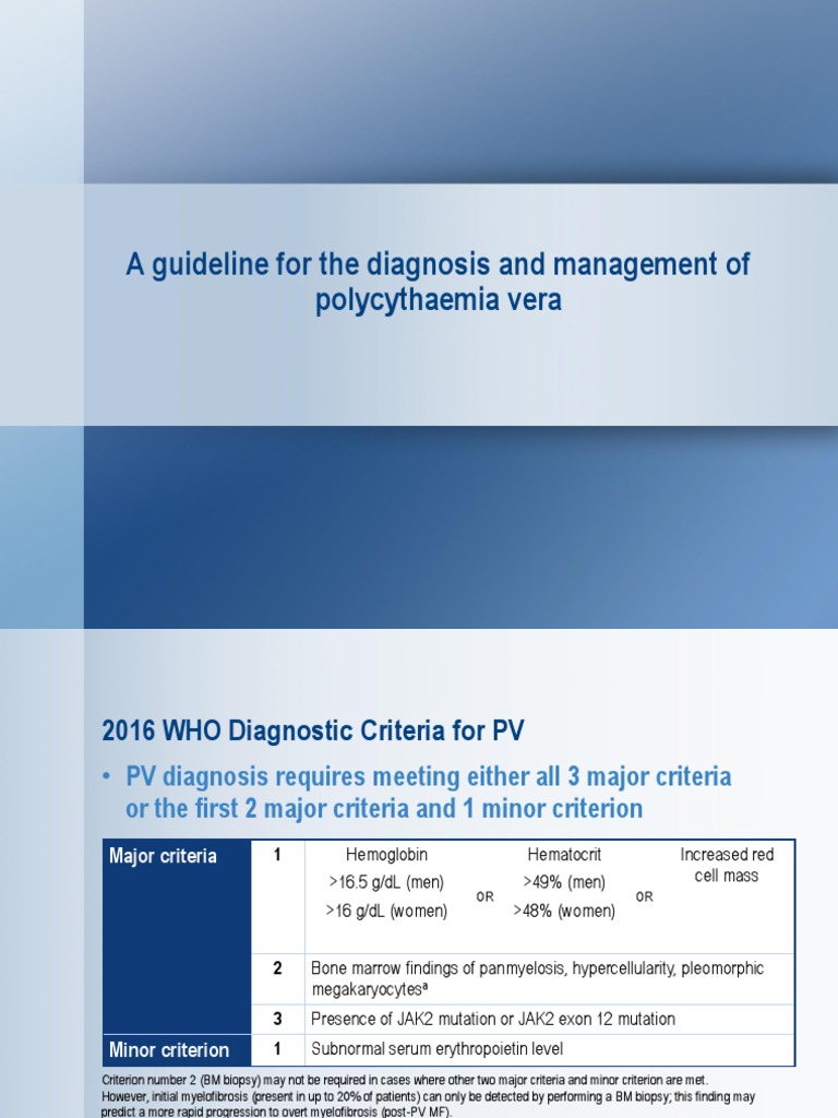 A Guideline For The Diagnosis and Management of Polycythaemia Vera ...