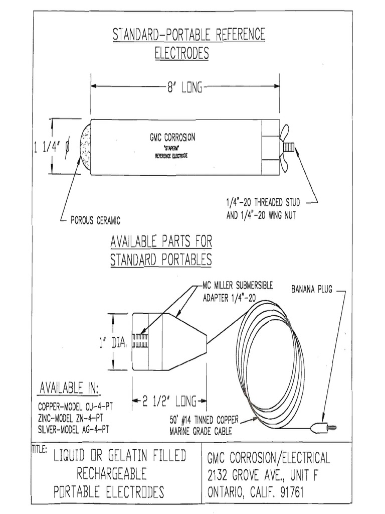 Standard-Portable Reference Electrodes: Available Parts For | PDF ...