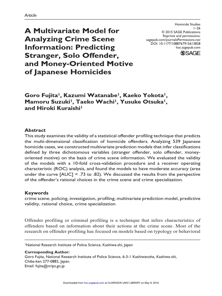 A Multivariate Model For Analyzing Crime Scene Information | PDF | Offender Profiling | Receiver ...