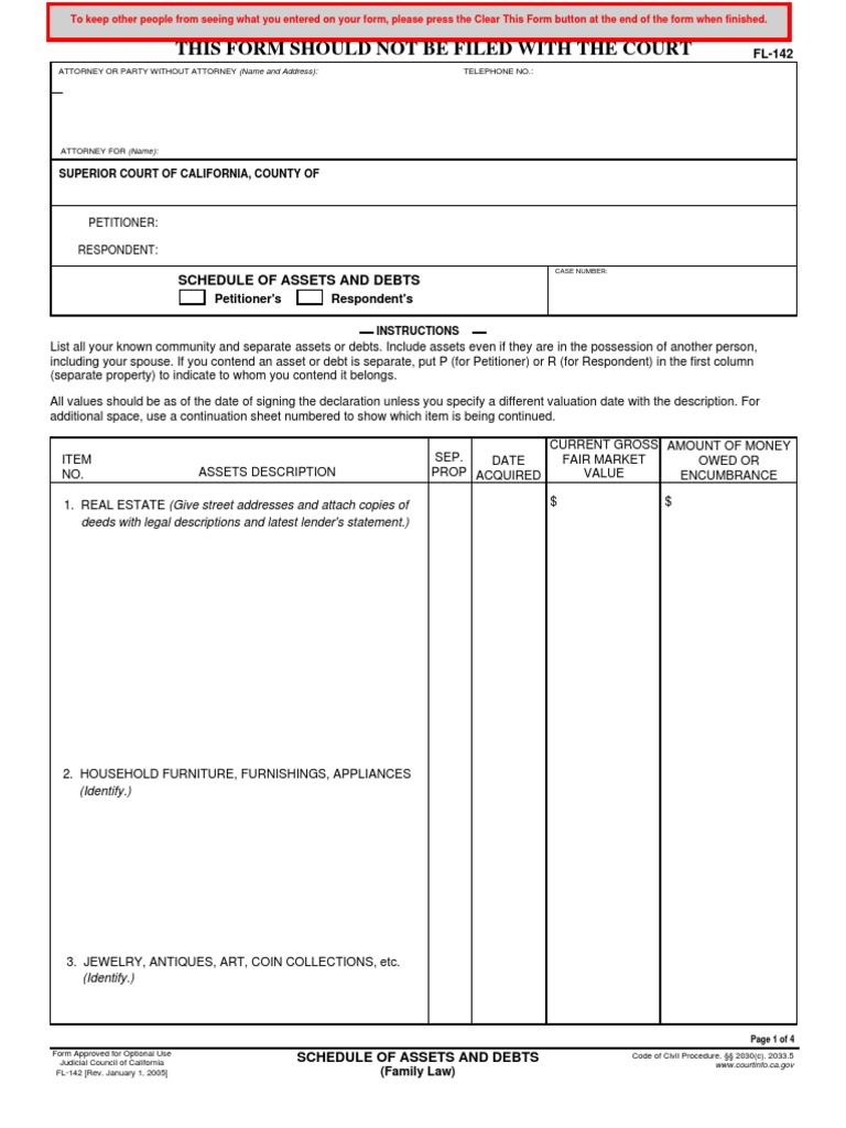 Asset and Debt Schedule Form | PDF | Deposit Account | Loans