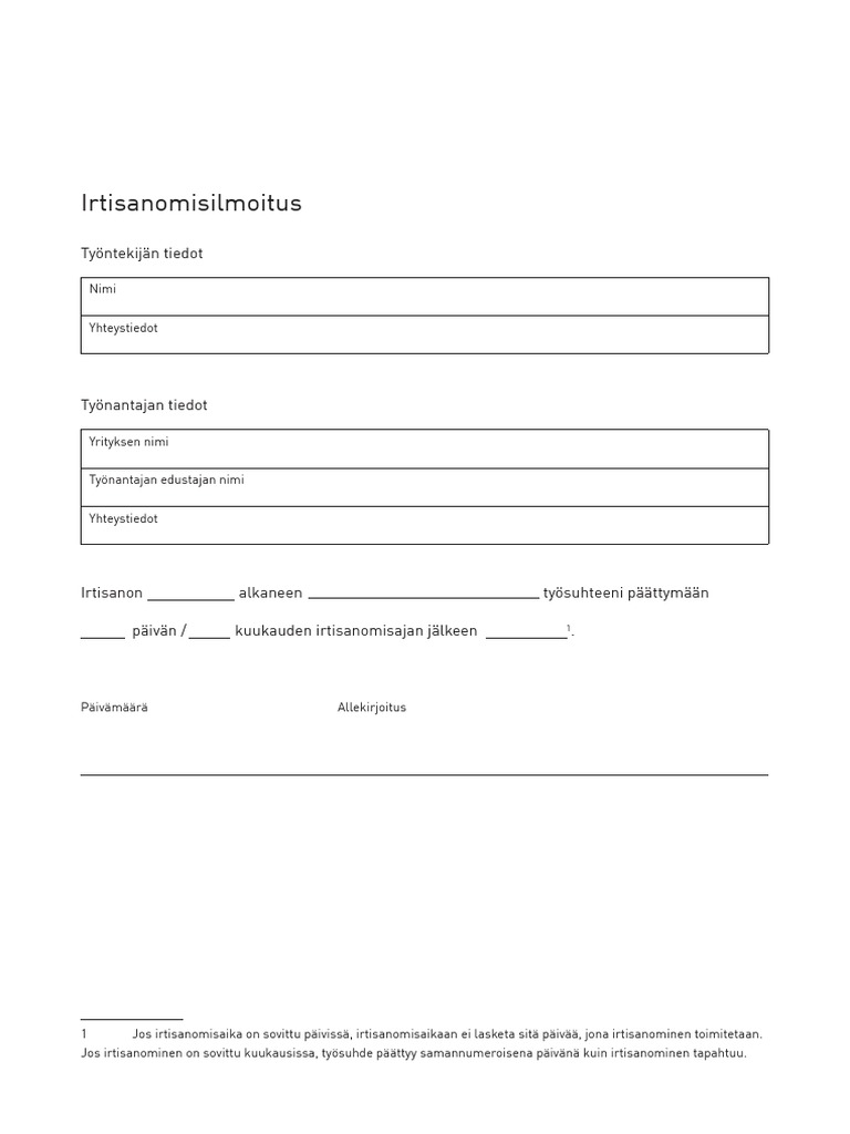 irtisanomisilmoitus
