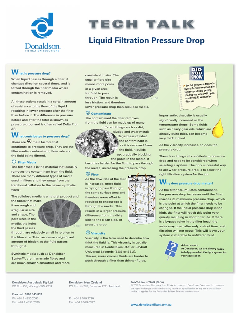 Tech Talk Liquid Filtration Pressure Drop | PDF | Filtration | Pressure