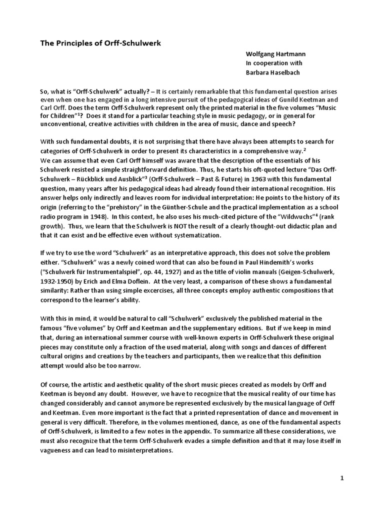 Principles of Orff-Schulwerk Explained | PDF | Music Education | Teachers