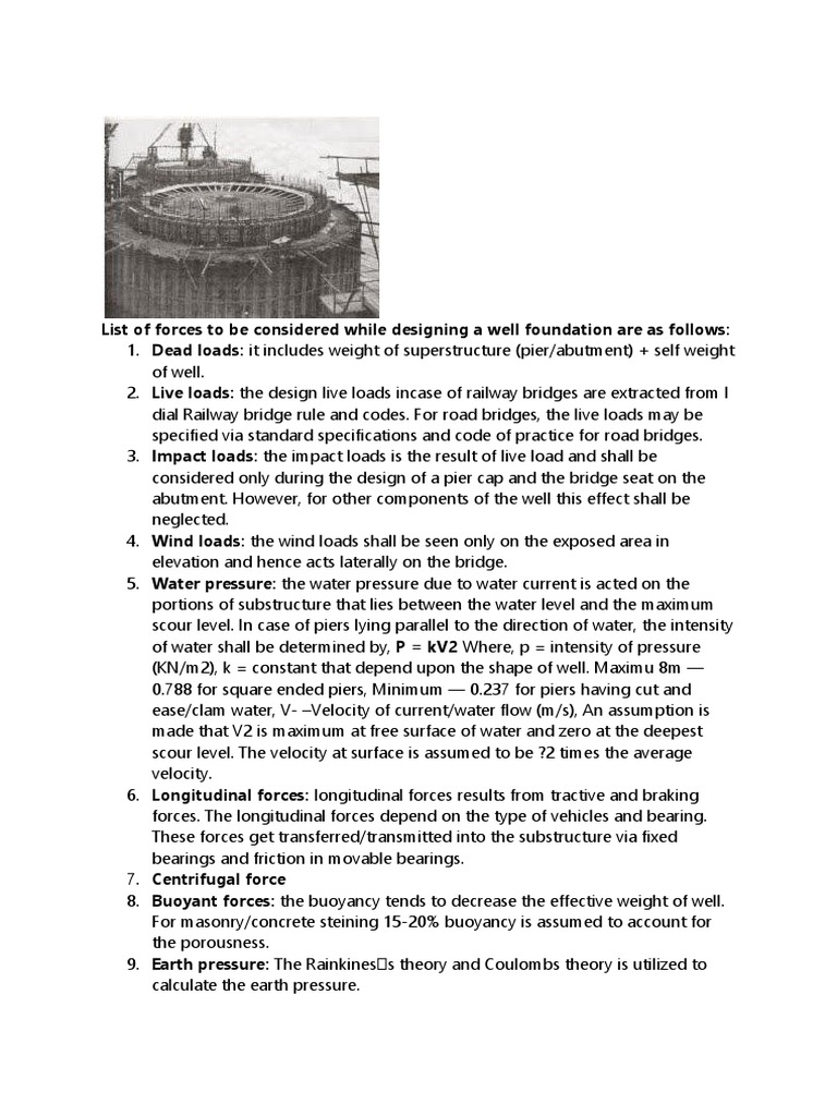 Forces in Well Foundation Design | PDF | Structural Load | Force