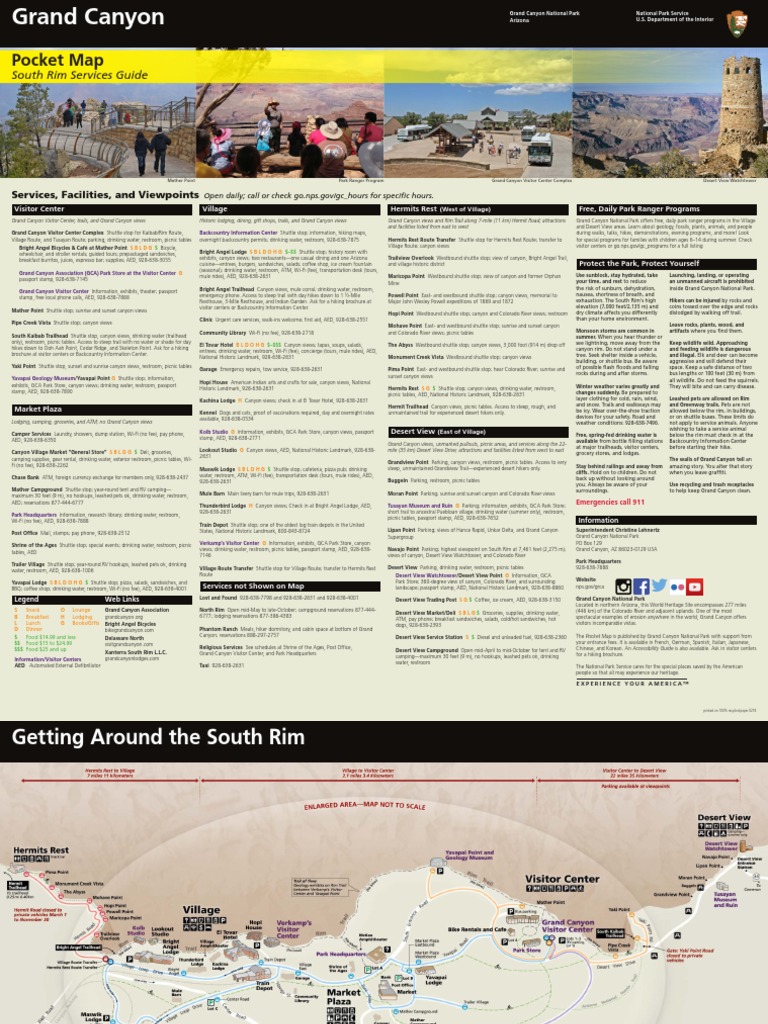 Pocket Map Pocket Map: South Rim Services Guide South Rim Services ...