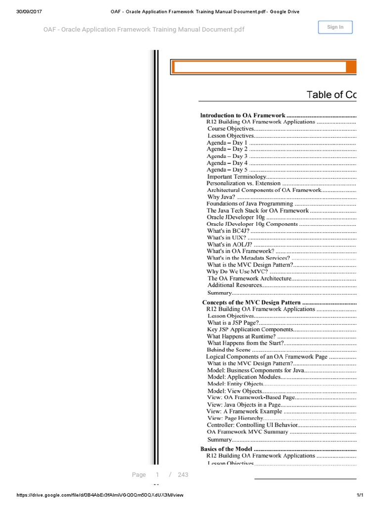 OAF - Oracle Application Framework Training Manual Document | PDF | Model–View–Controller ...