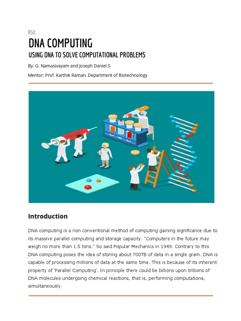 Dna Computing Using Dna To Solve Computational Problems Pdf Dna Logic Gate