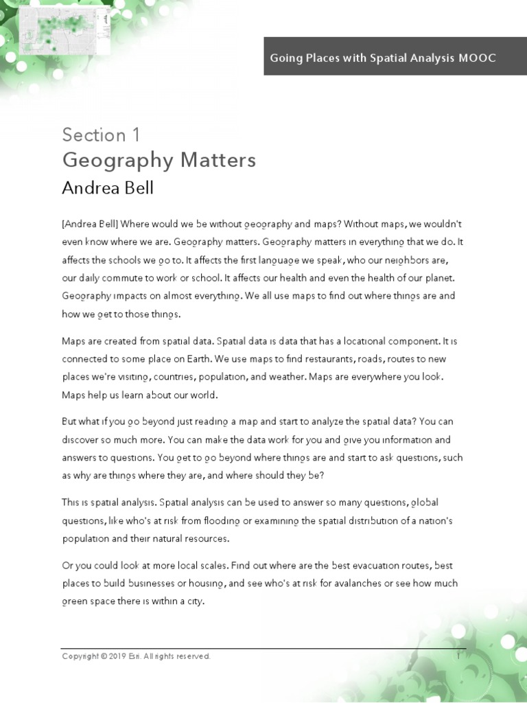 Geography Matters: Section 1 | PDF | Spatial Analysis | Geographic ...