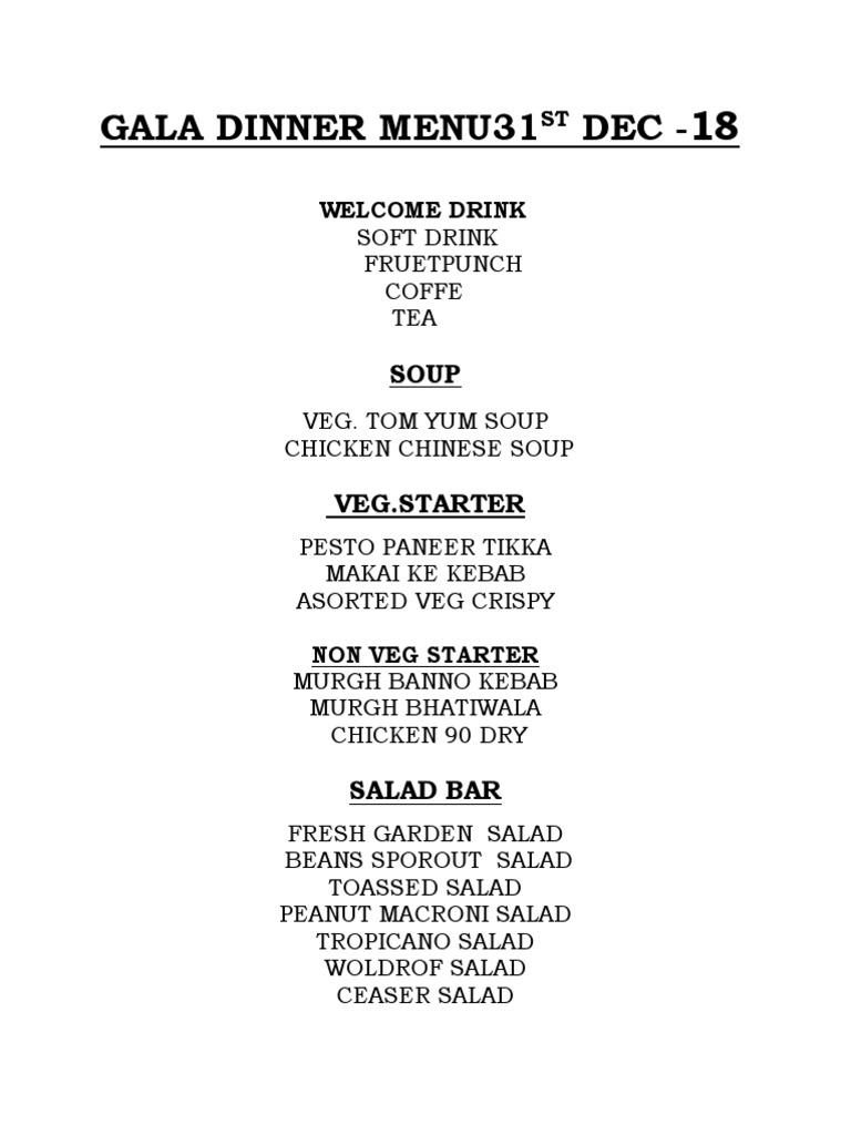 Gala Dinner Menu | PDF