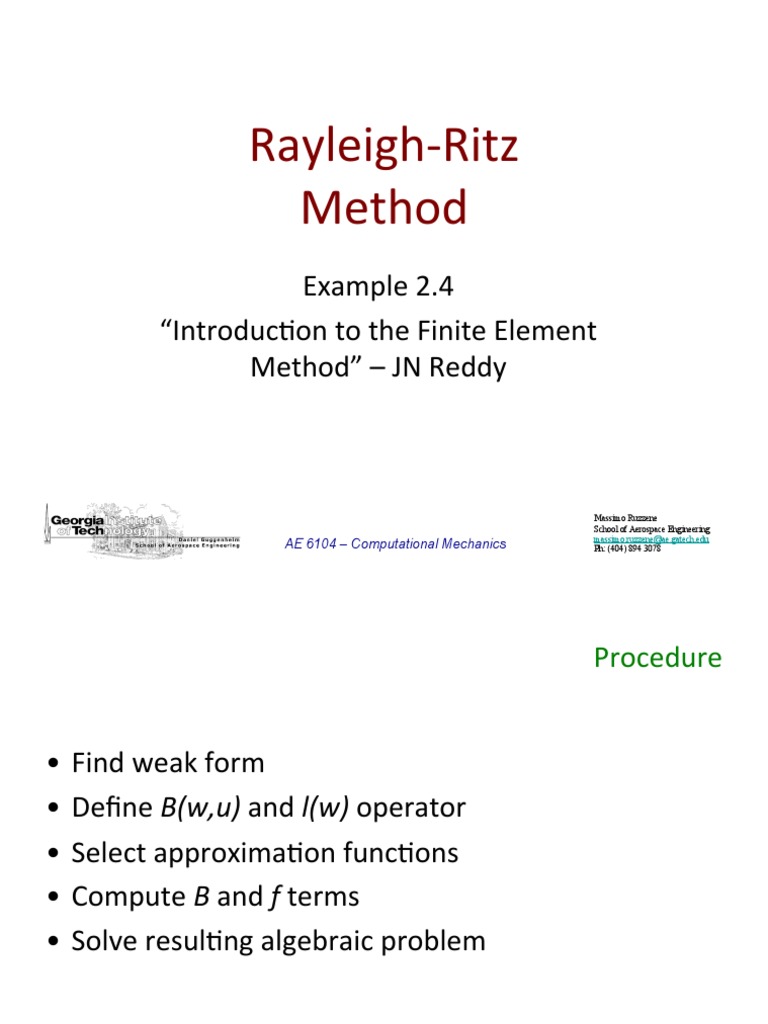 Rayleigh-Ritz Method Example | PDF | Finite Element Method | Mathematical Concepts