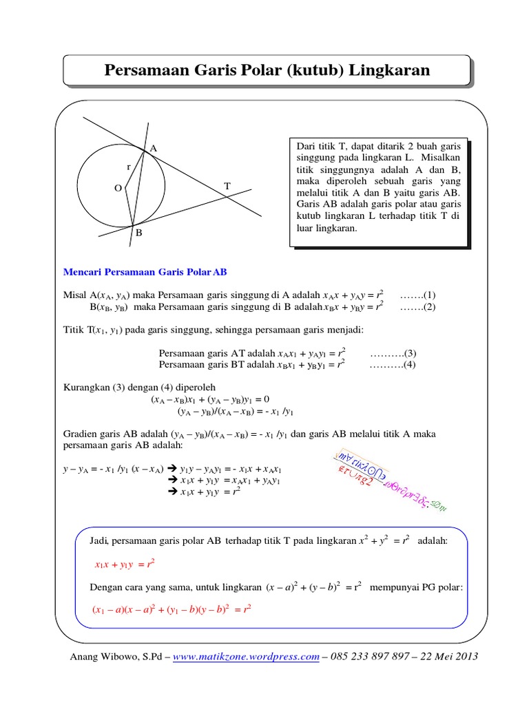 Lingkaran Persamaan Garis Polar PDF | PDF