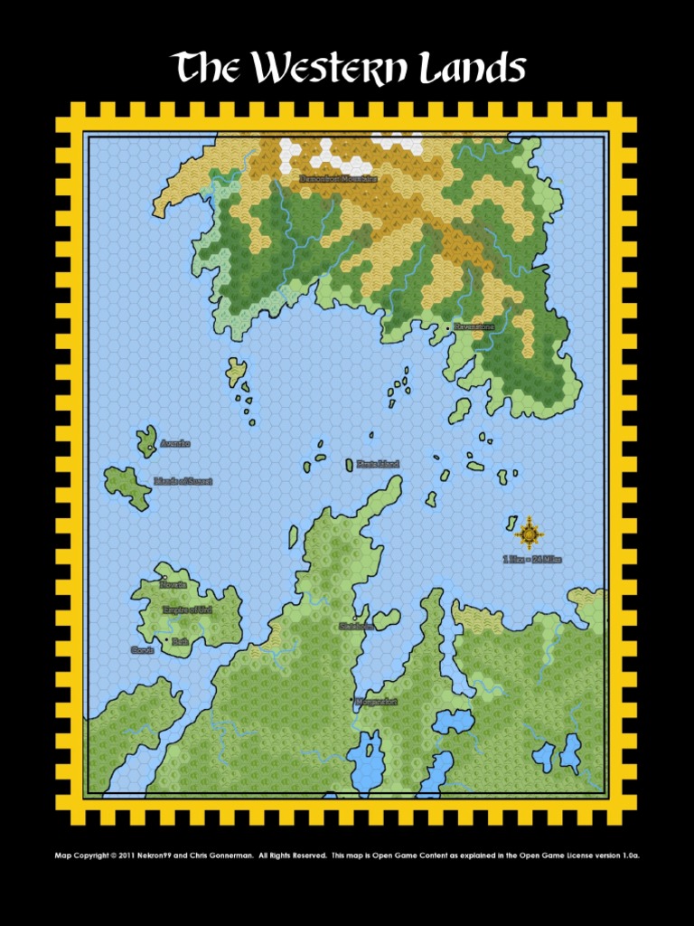 BF1 Western Lands Hex Map r1 | PDF