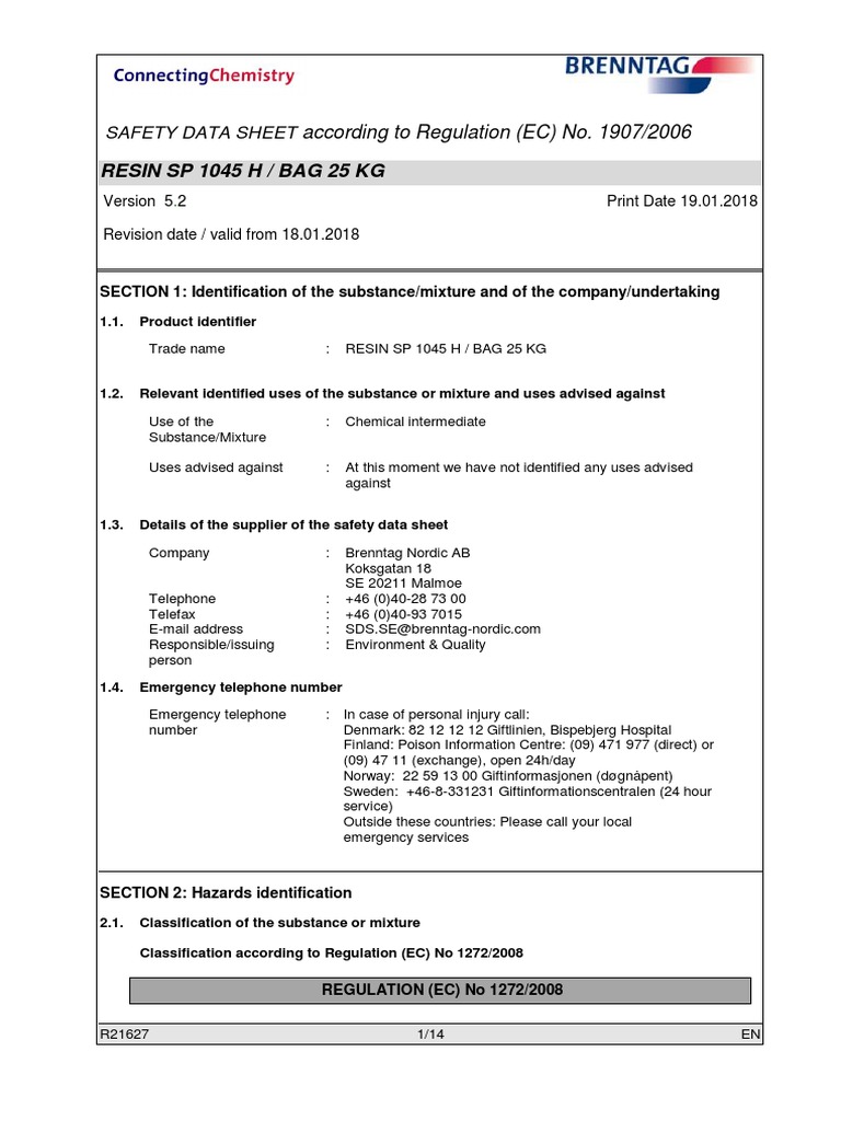 Resin SP 1045 | PDF | Toxicity | Formaldehyde