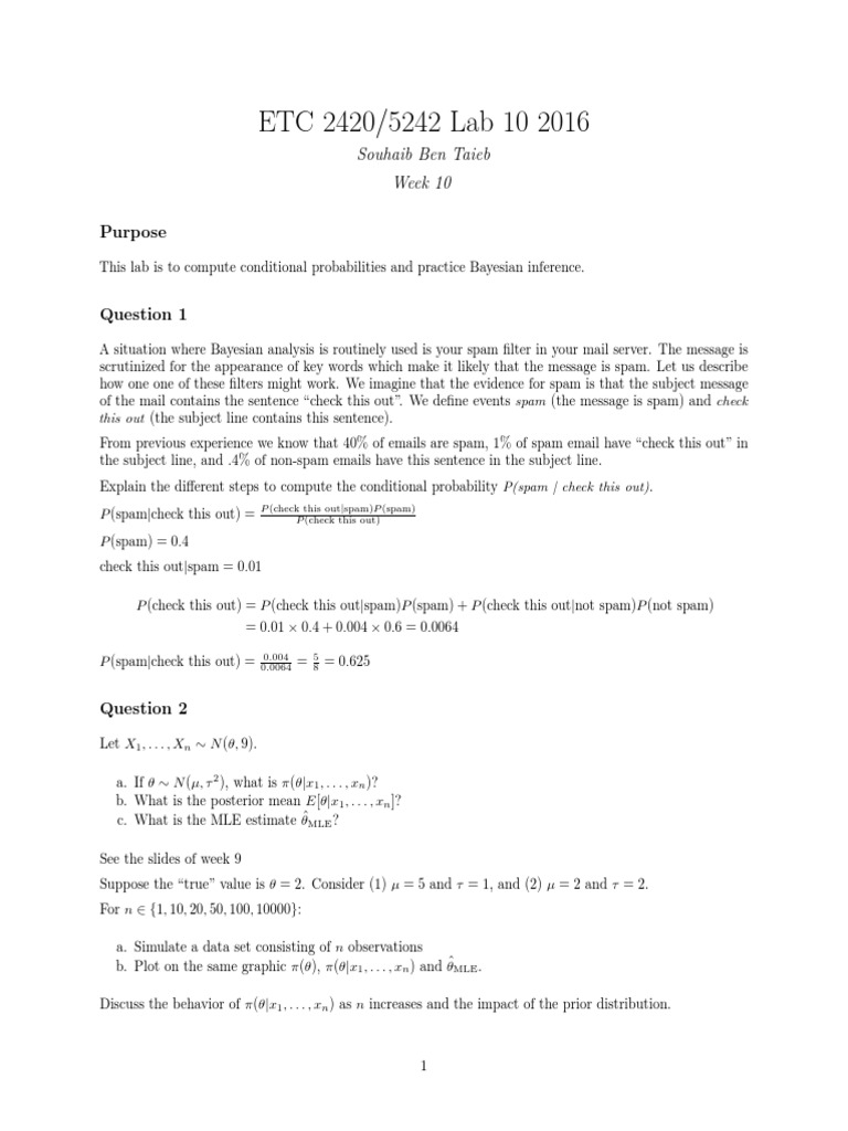 Lab10 Solution PDF | PDF | Email Spam | Mathematical And Quantitative Methods (Economics)
