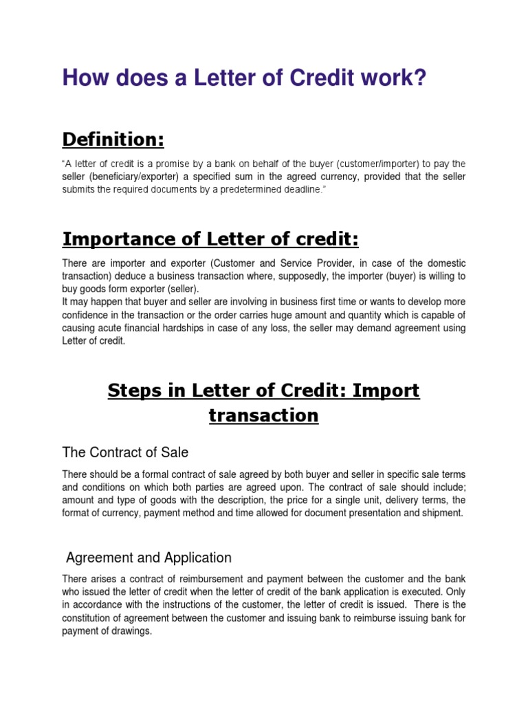 Letter Of Credit Procedure