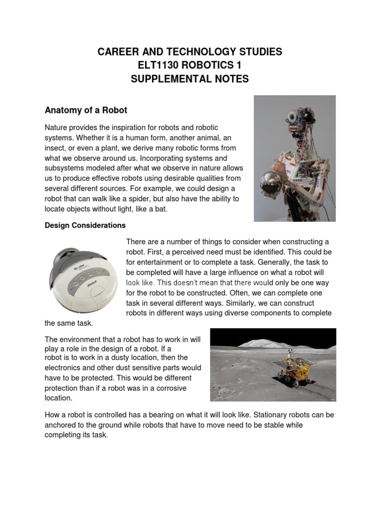 ELT1130 Anatomy of A Robot Notes | PDF | Programmable Logic Controller ...