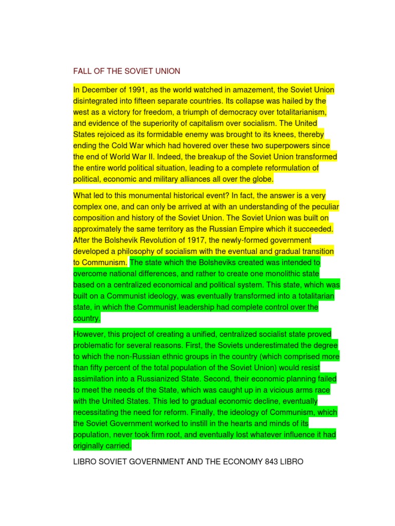 The Fall of the Soviet Union: A Complex Confluence of Factors Brought ...