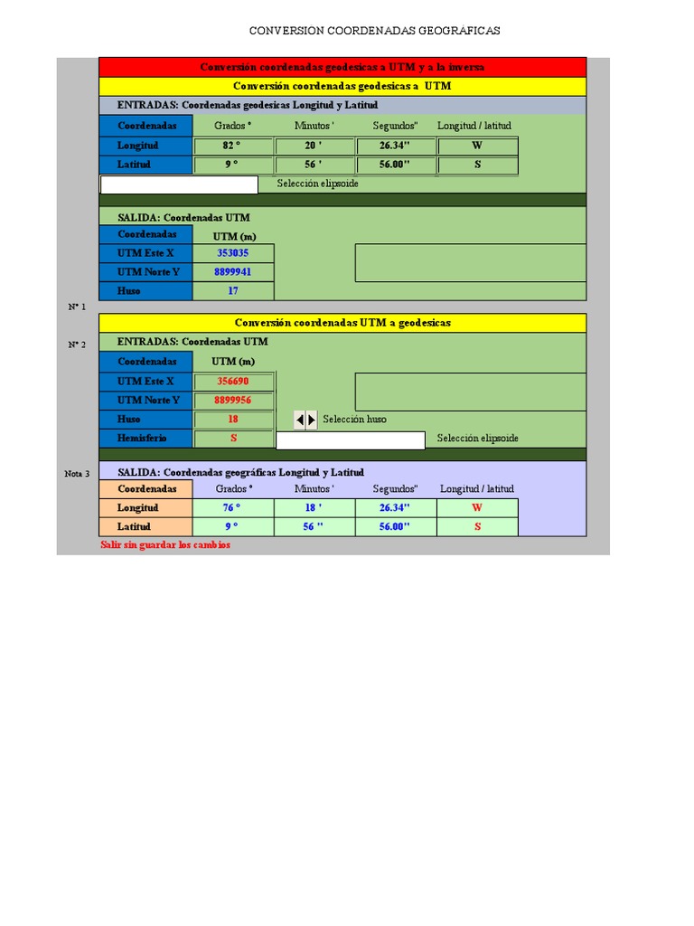 Conversión Coordenadas Geográficas UTM | PDF | Geomática | Tecnología geográfica