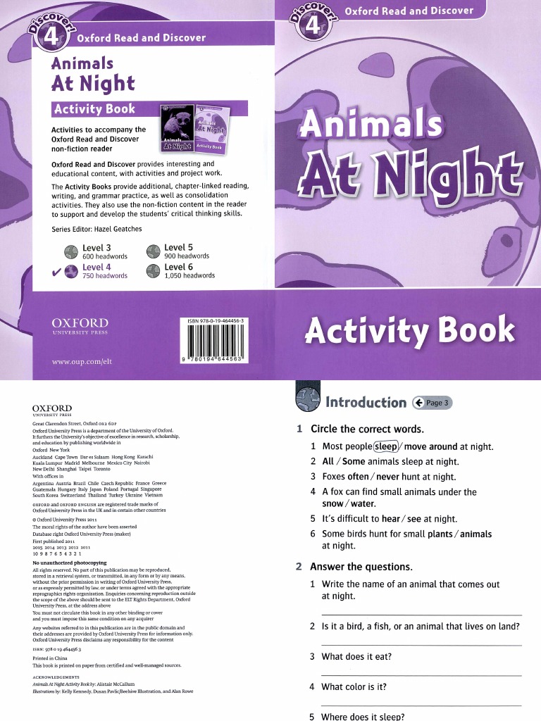 Animals at Night Activity Book | PDF