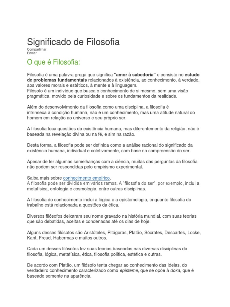 Significado de Filosofia | PDF | Conhecimento | Metafísica