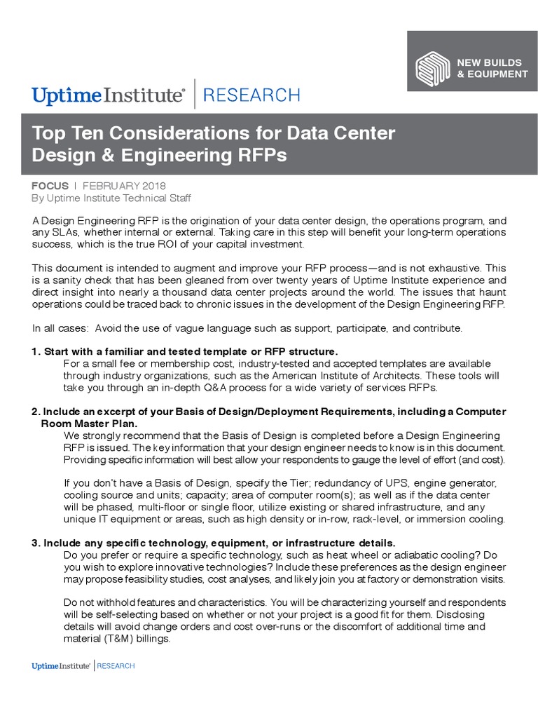 Data Center Design RFP Best Practices | PDF | Data Center | Request For ...