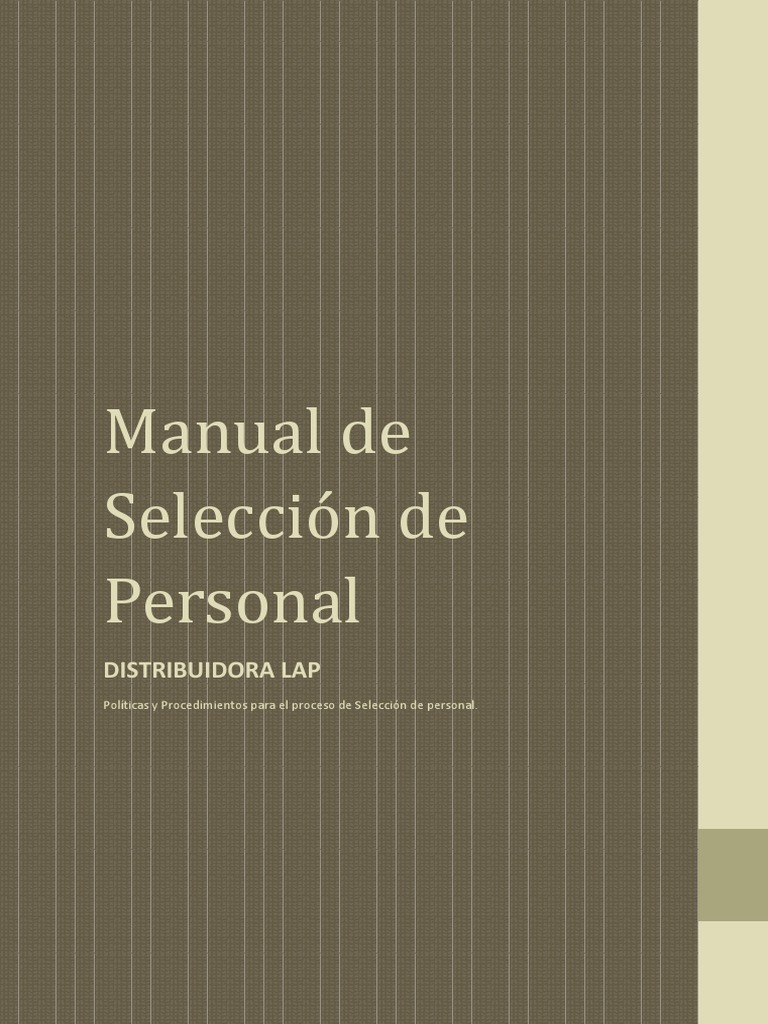 Manual de Selección de Personal PDF | PDF | Gestión de recursos humanos ...